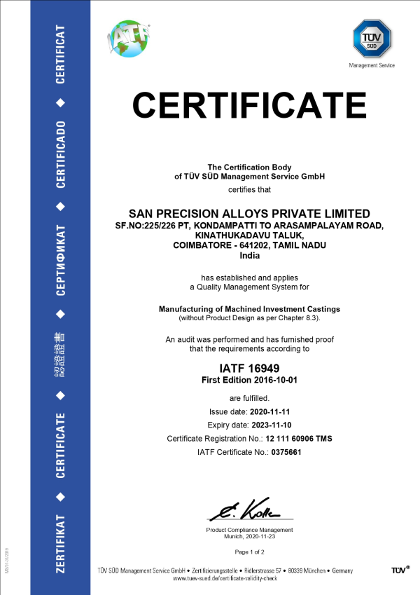SAN Precision Alloys